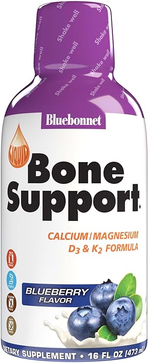 Bluebonnet Bone Support Calcium/Magnesium D3 & K2 Blueberry Flavor ...