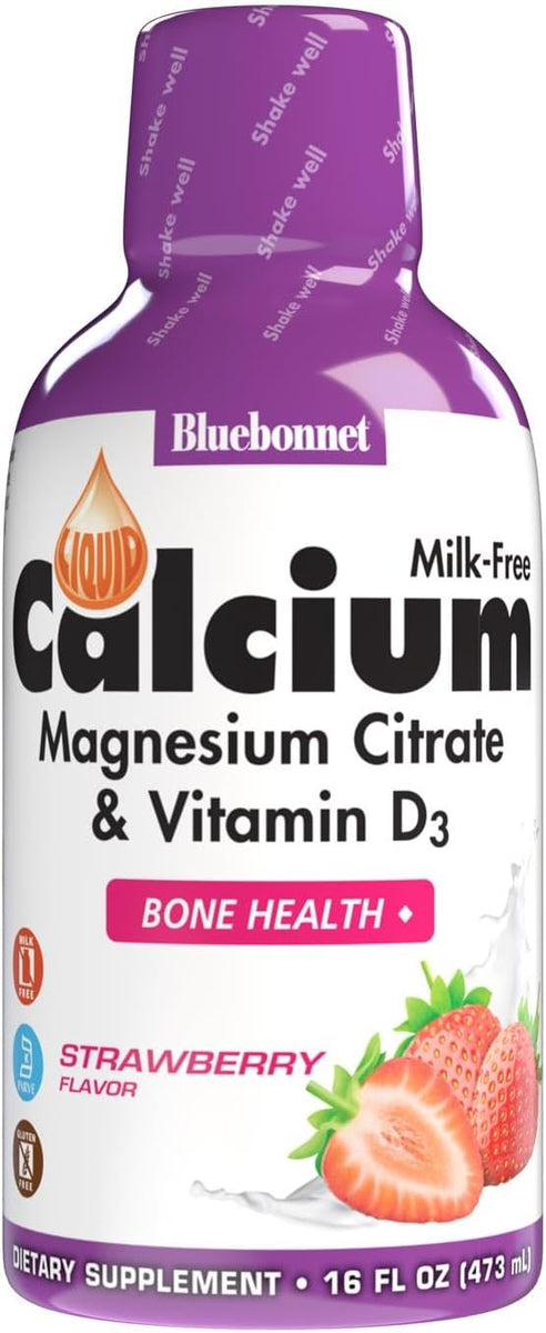Bluebonnet Liquid Calcium Magnesium Citrate & Vitamin D Strawberry Fla ...